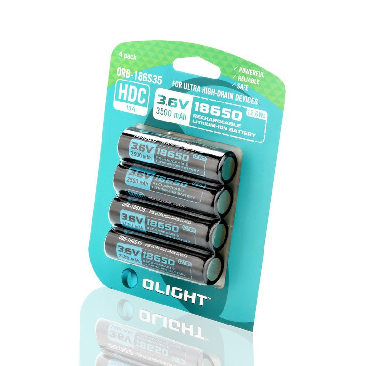 Olight ORB-186S36 (4er Pack) - 18650 LiIon Akku mit 3500mAh HDC 10A ...